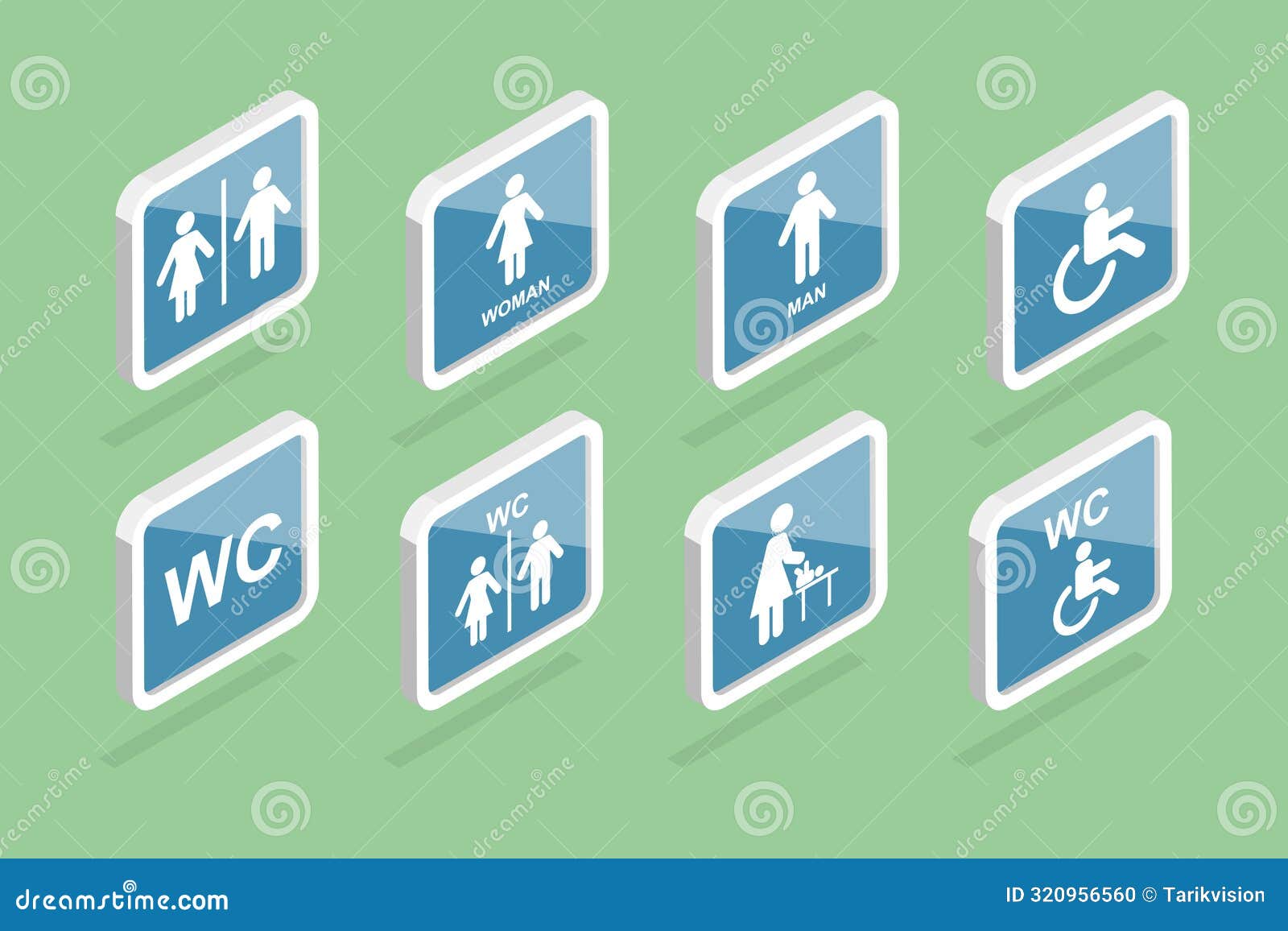 3D Isometric Flat Vector Set of Restroom Signs Stock Vector ...