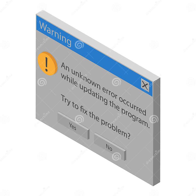 3D Isometric Flat Vector Set of Retro Error Messages. Item 1 Stock ...