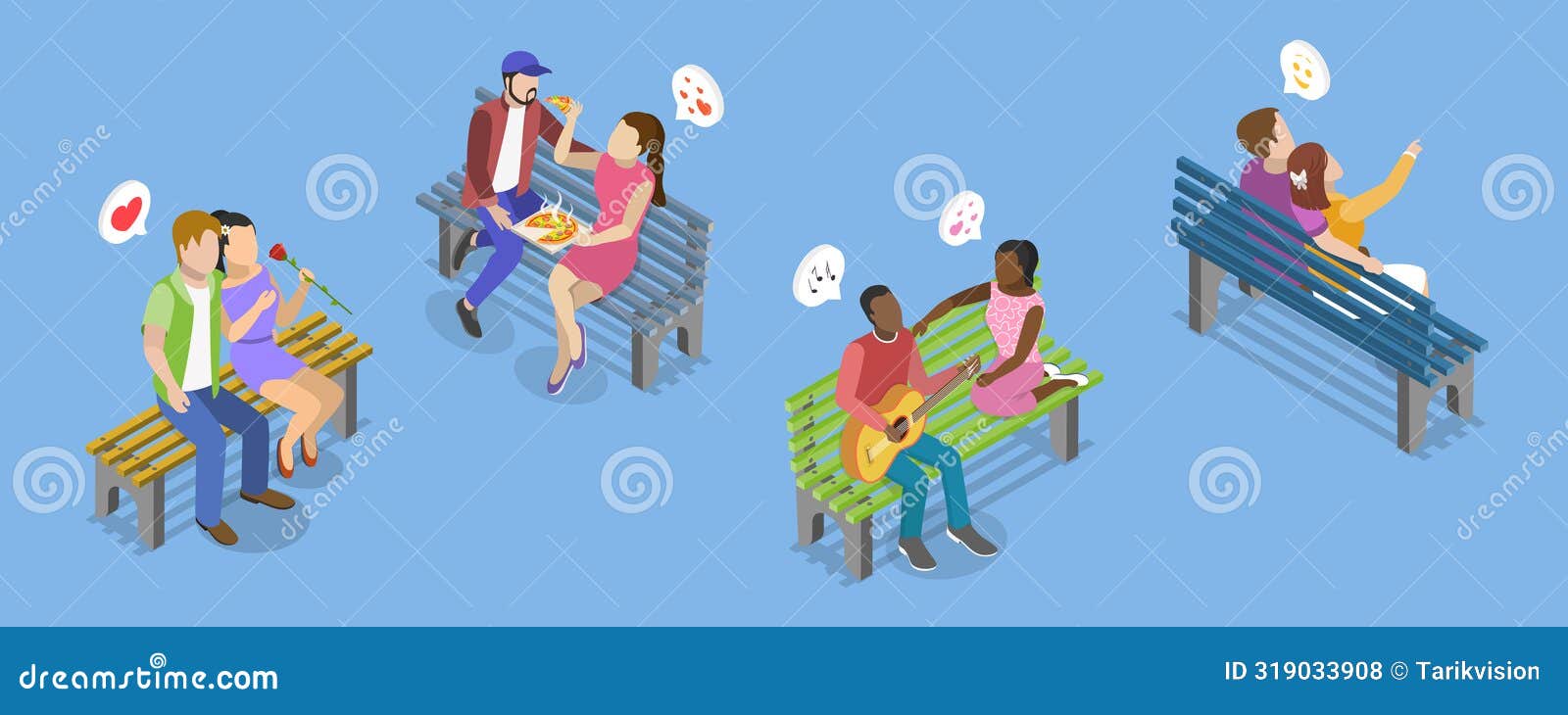 3D Isometric Flat Vector Set of Romantic Couples Stock Vector ...