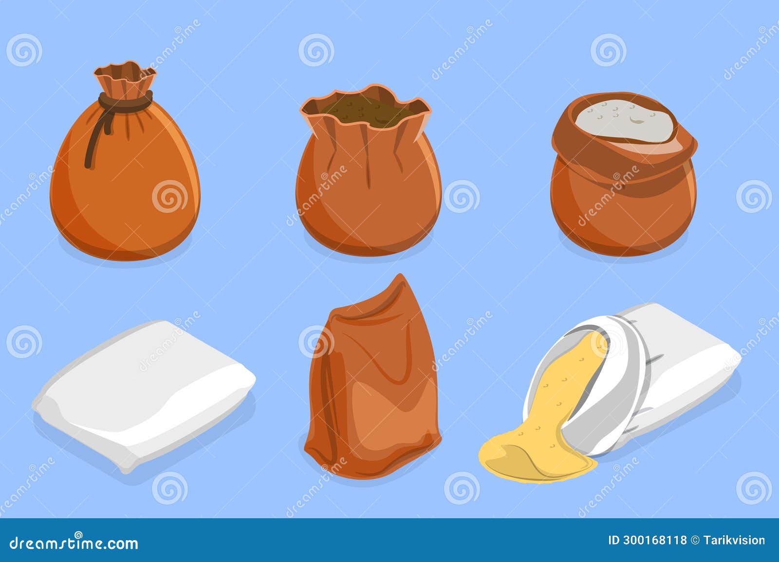 3D Isometric Flat Vector Set of Sacks Full of Grains Stock Illustration ...