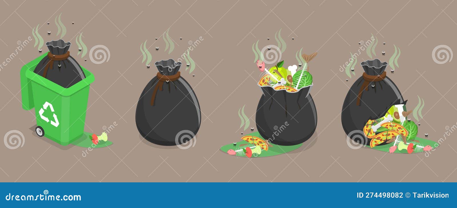 3D Isometric Flat Vector Set of Smelly Trash Stock Vector ...
