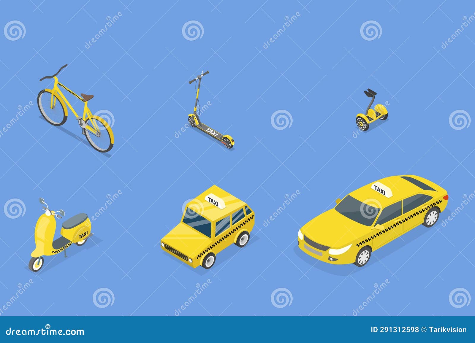 3D Isometric Flat Vector Set of Taxi Stock Vector - Illustration of ...