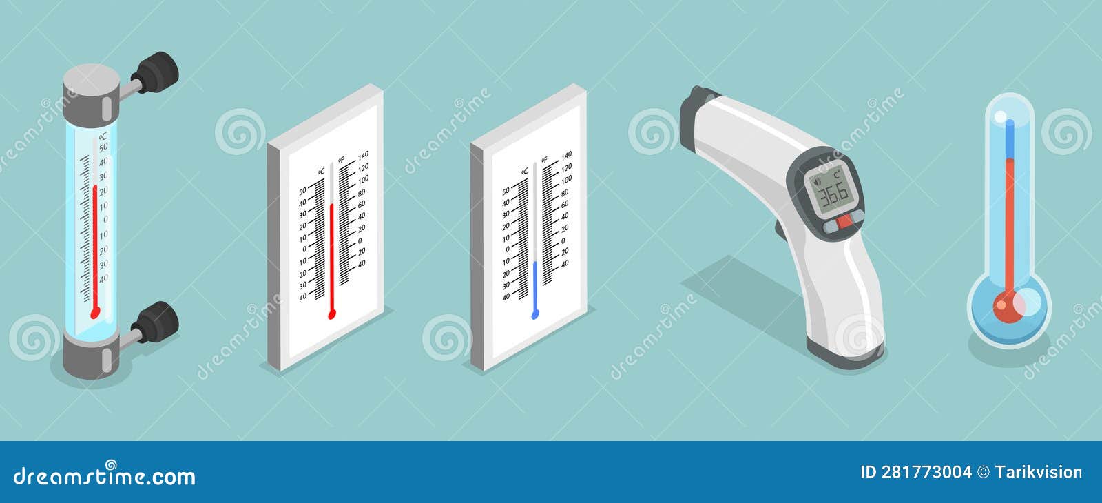3D Isometric Flat Vector Set of Thermometers Stock Vector ...