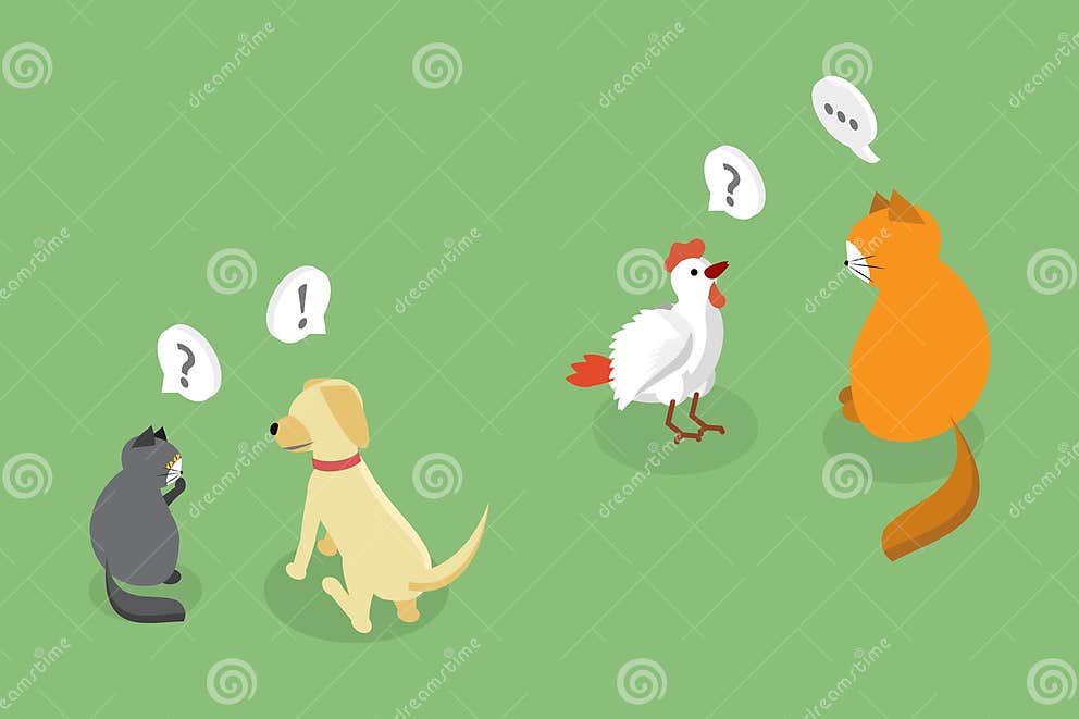 3D Isometric Flat Vector Set of Thinking Animals Stock Vector ...