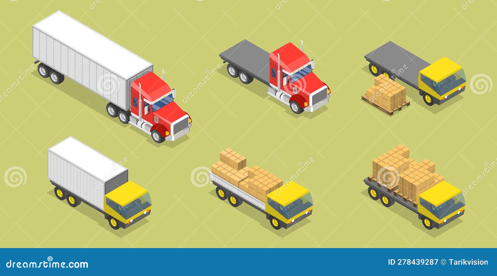 3D Isometric Flat Vector Set of Trucks Stock Vector - Illustration of ...