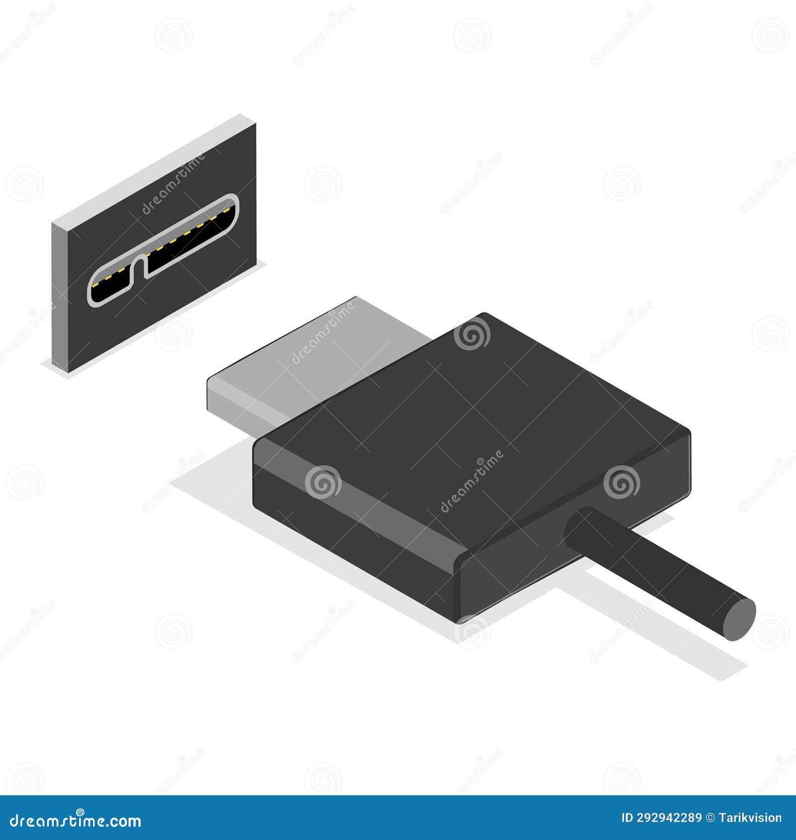 3D Isometric Flat Vector Set of USB Types. Item 1 Stock Illustration ...