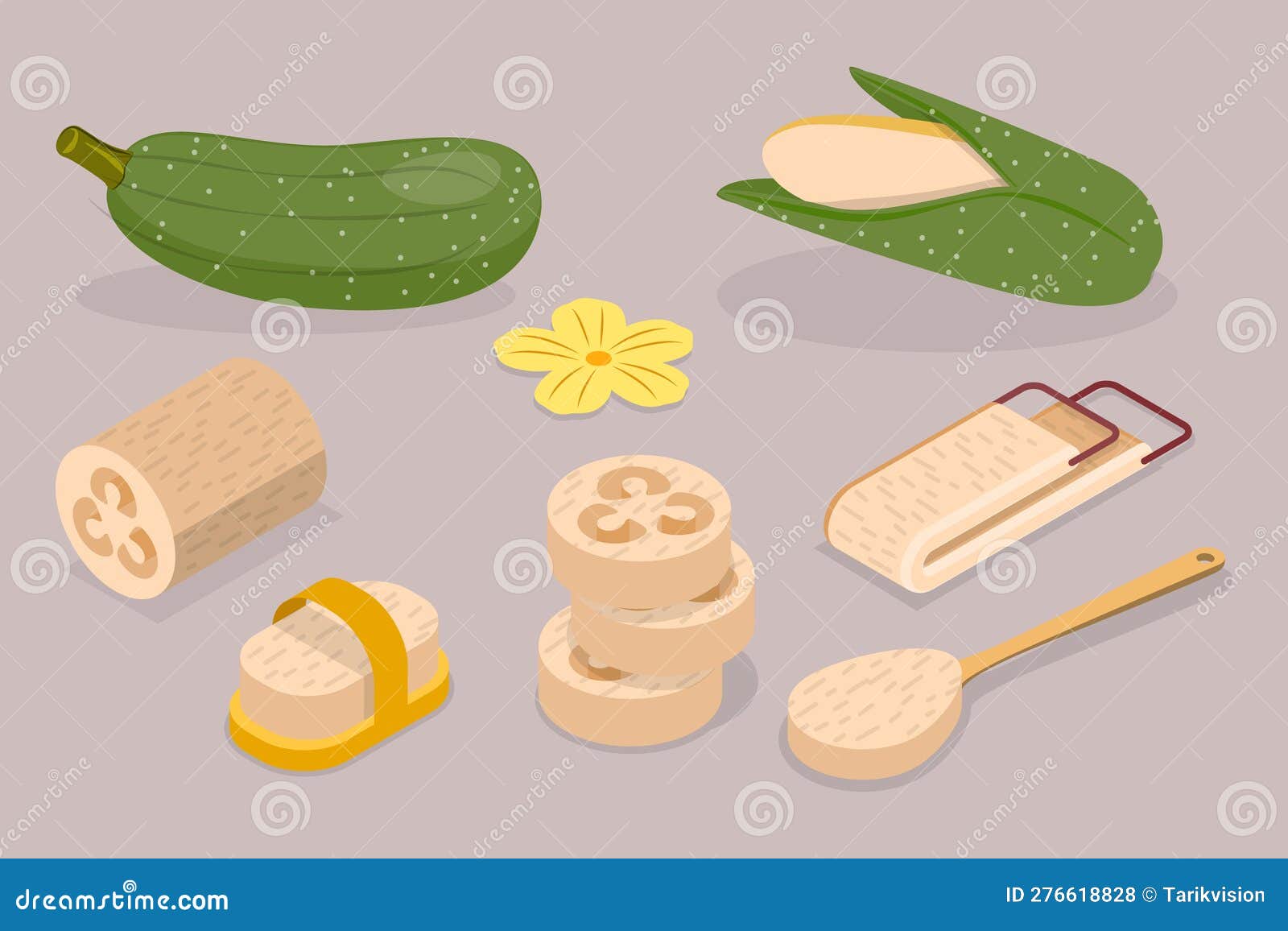 3D Isometric Flat Vector Set of Vietnamese Luffa Stock Vector ...