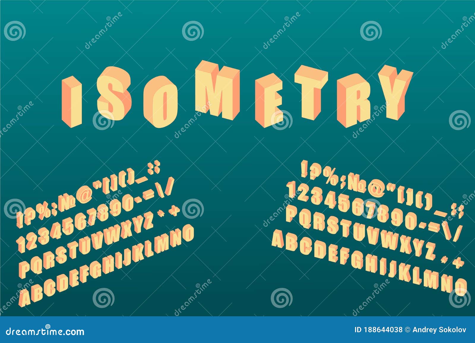 3D Isometric Font, Alphabet with Numbers and Signs Stock Vector ...
