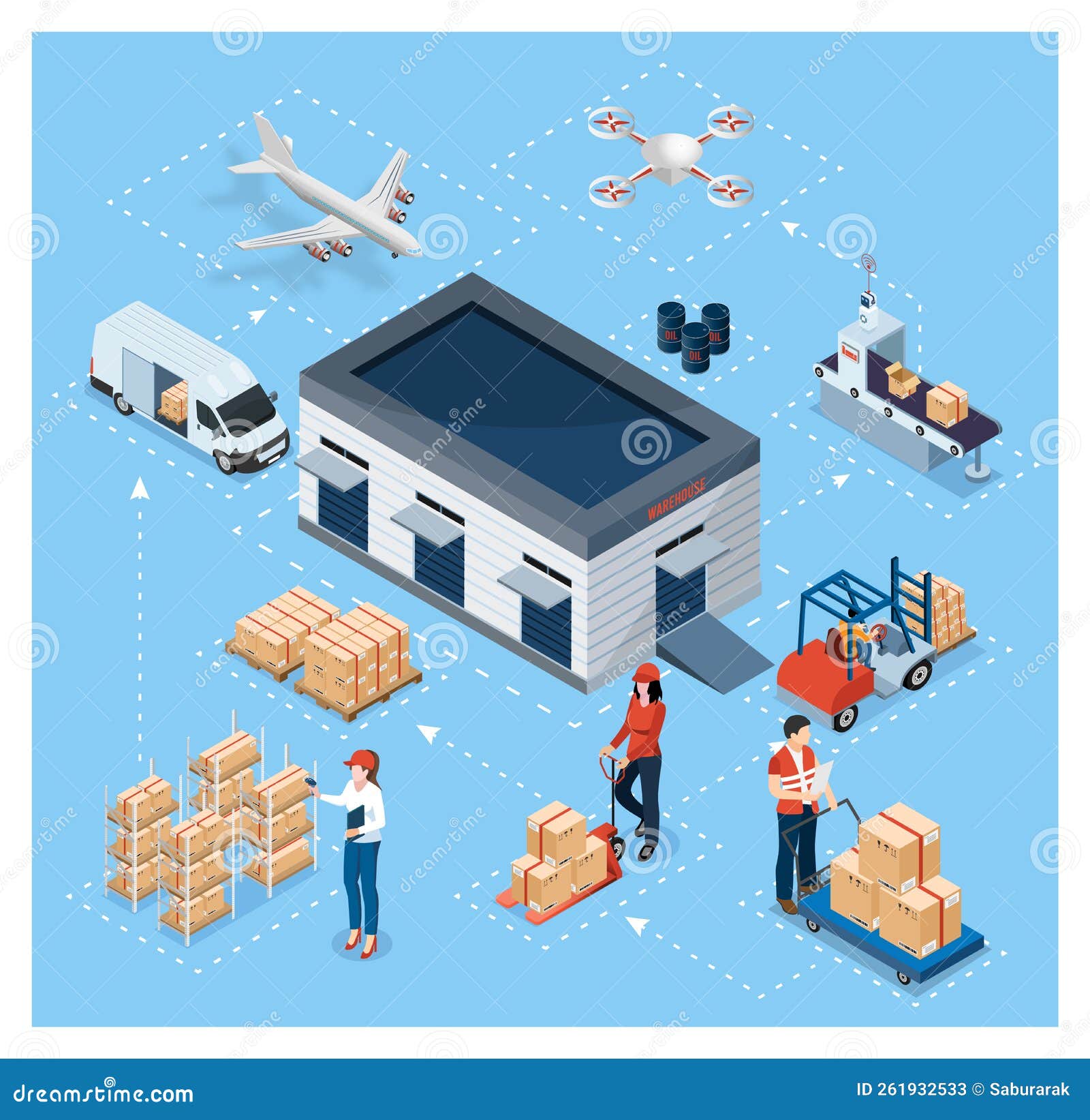 3D Isometric Global Logistics Solutions Concept With Smart Logistics, Business Logistics ...