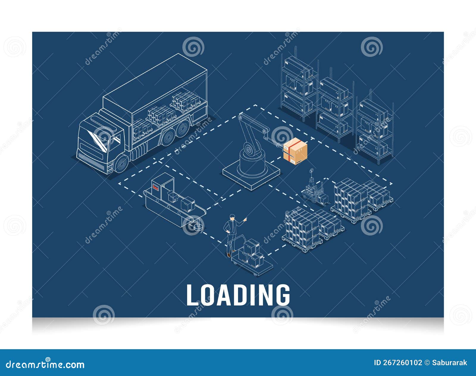 3D Isometric Global Logistics Solutions Concept with Smart Logistics ...