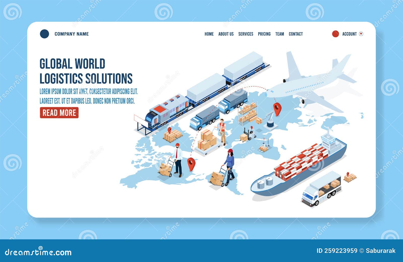 3D Isometric Global Logistics Solutions Landing Page Concept With Smart ... 3D Isometric Global Logistics Solutions Landing Page Concept With Smart ...