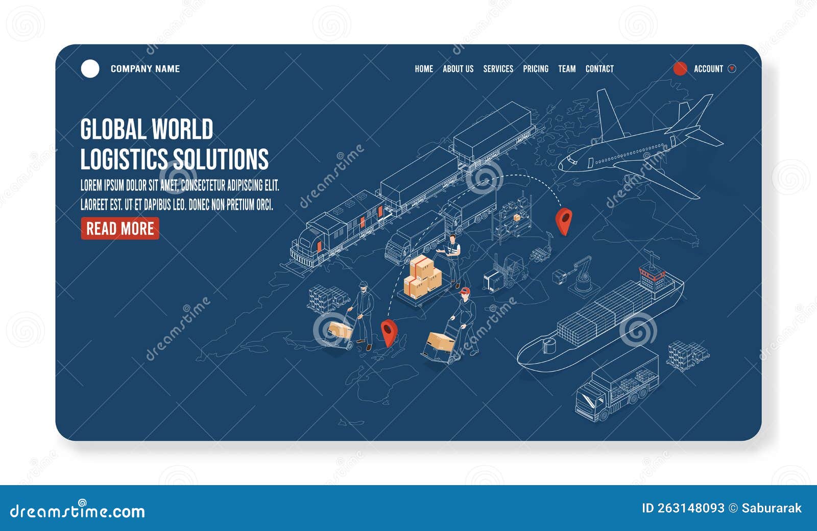 3D Isometric Global Logistics Solutions Landing Page Concept with Smart ... 3D Isometric Global Logistics Solutions Landing Page Concept with Smart ...