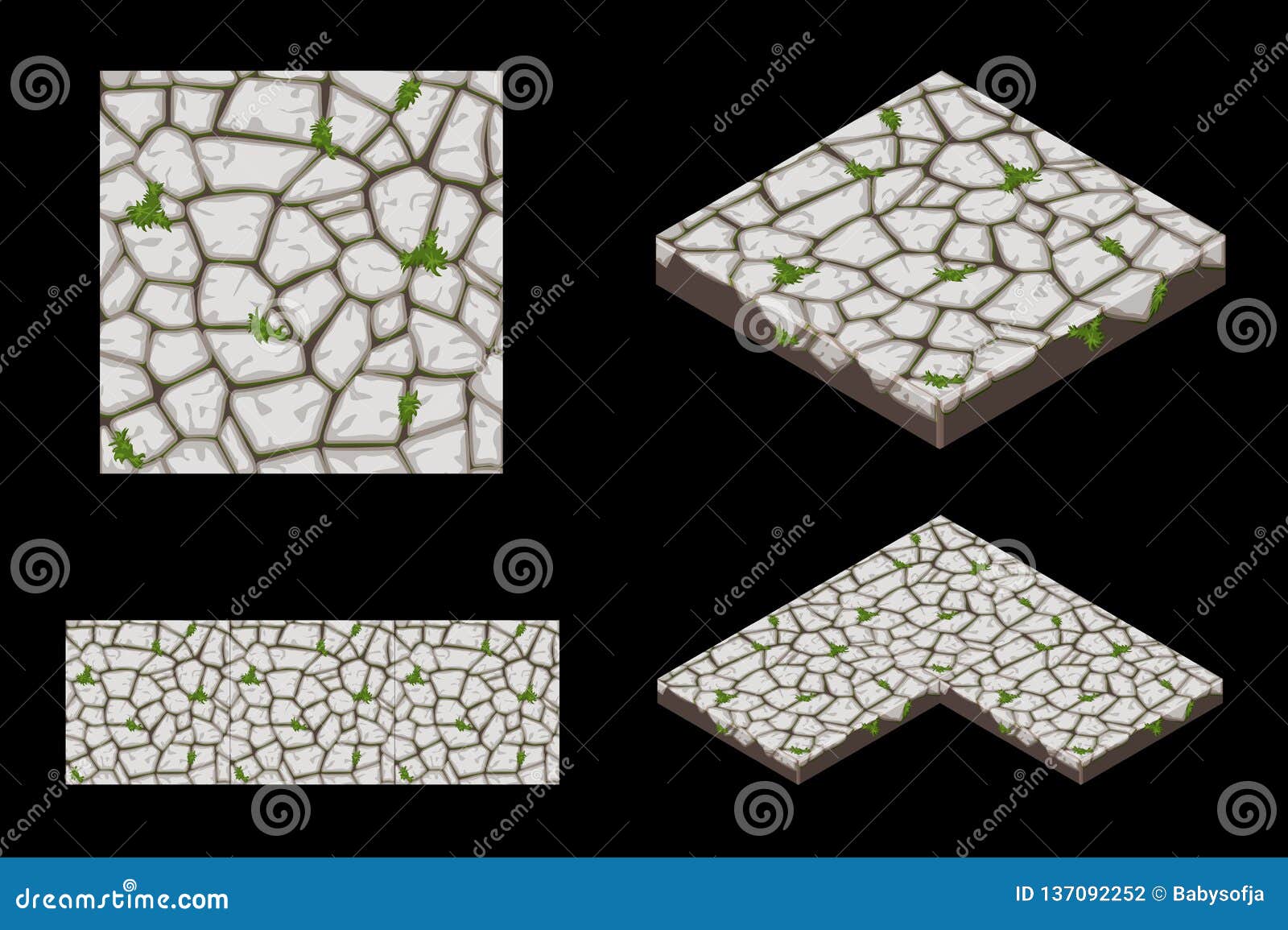 Isometric Ground Platforms. Rock And Earth Surfaces Grass Layers ...