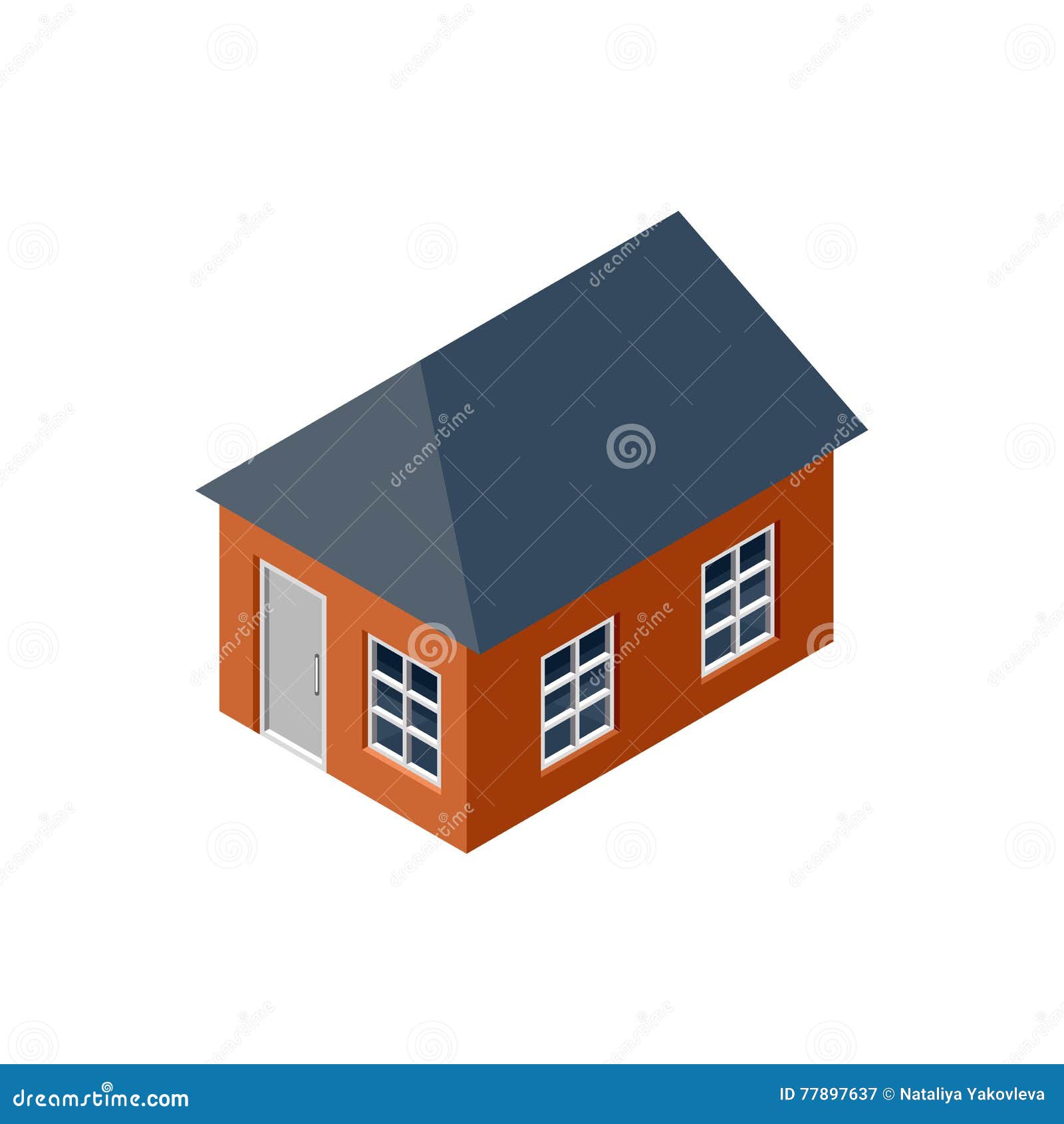 3D Isometric House stock vector. Illustration of door - 77897637