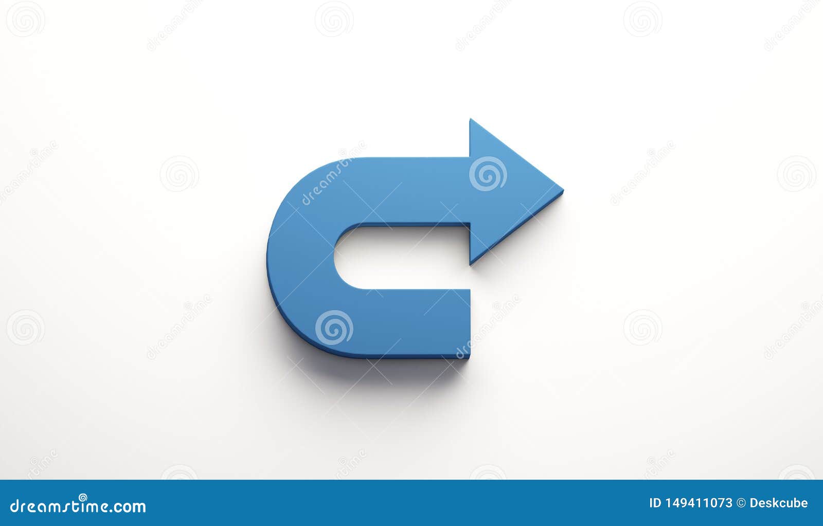 Turning Arrow Blue Color. 3D Icon Rendering Illustration Stock ...