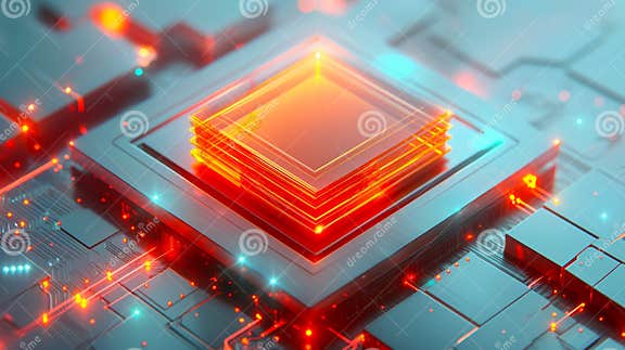 3d Isometric Illustration of an Abstract Chip with Three Layers Stock ...
