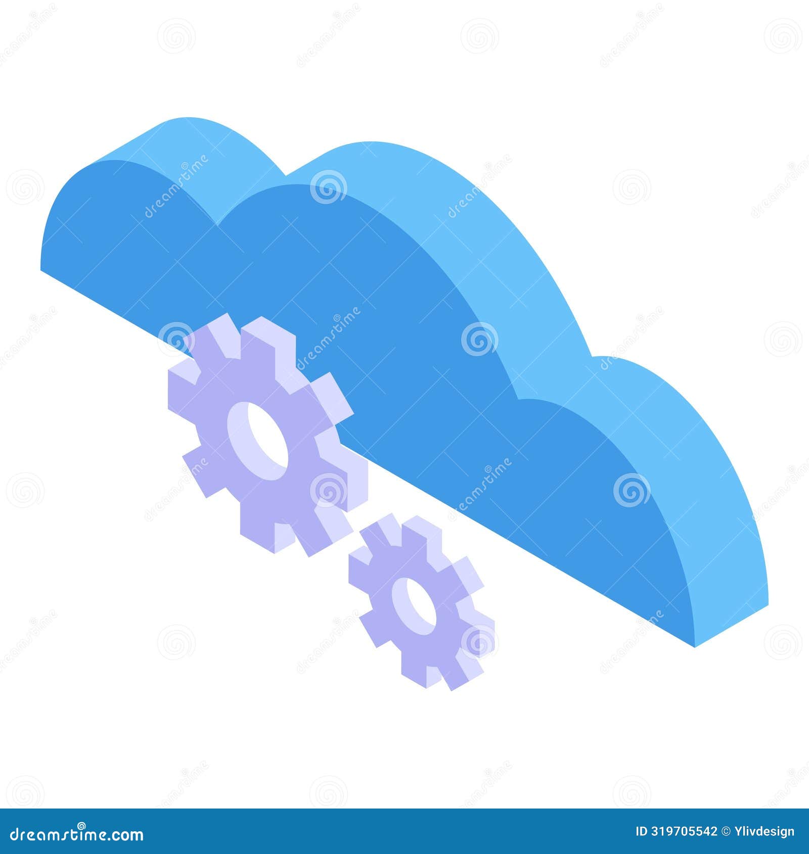 3d Isometric Illustration of Cloud Symbol with Gears Integration for ...