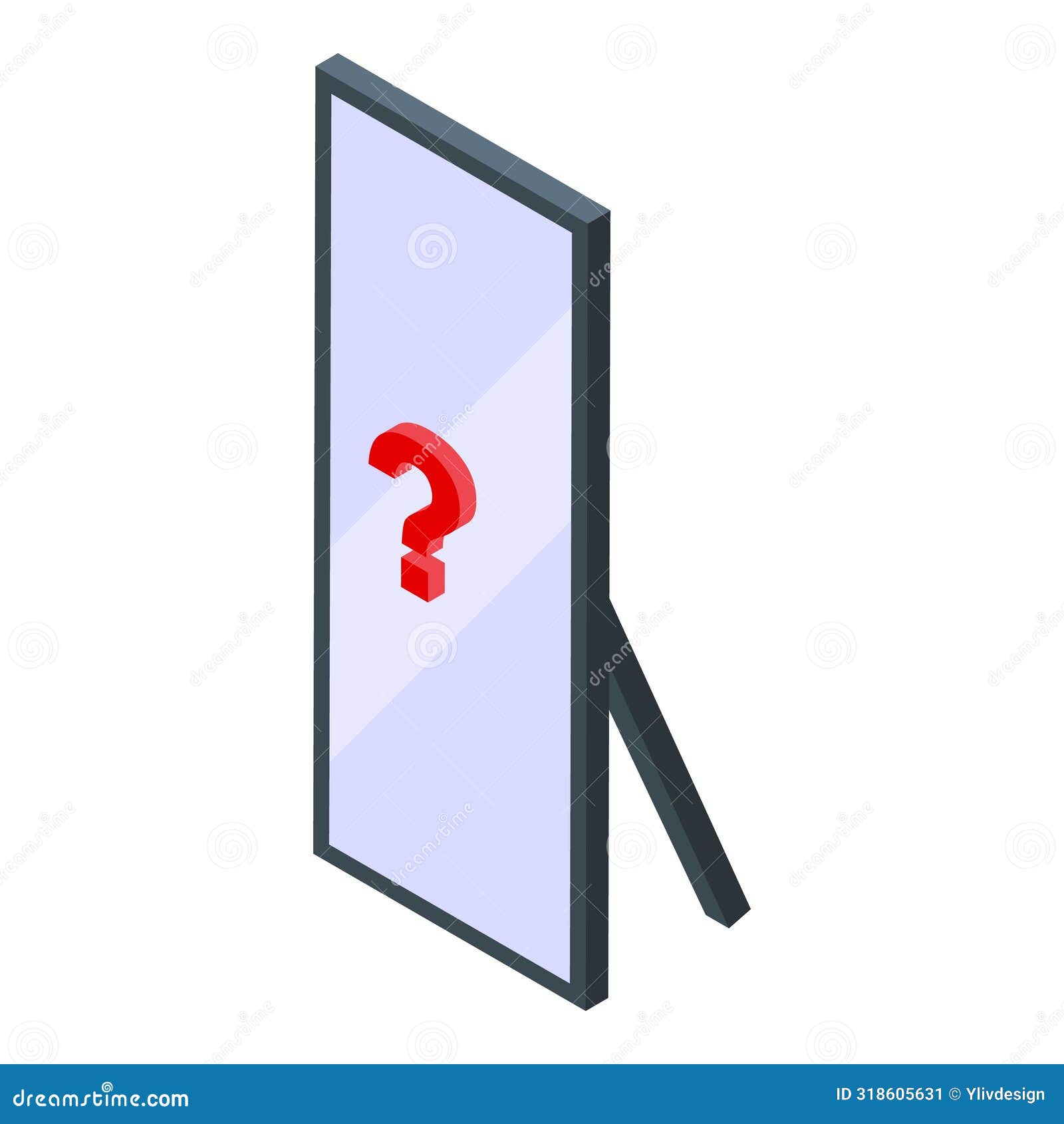 Isometric Mirror with Question Mark Concept Stock Illustration ...