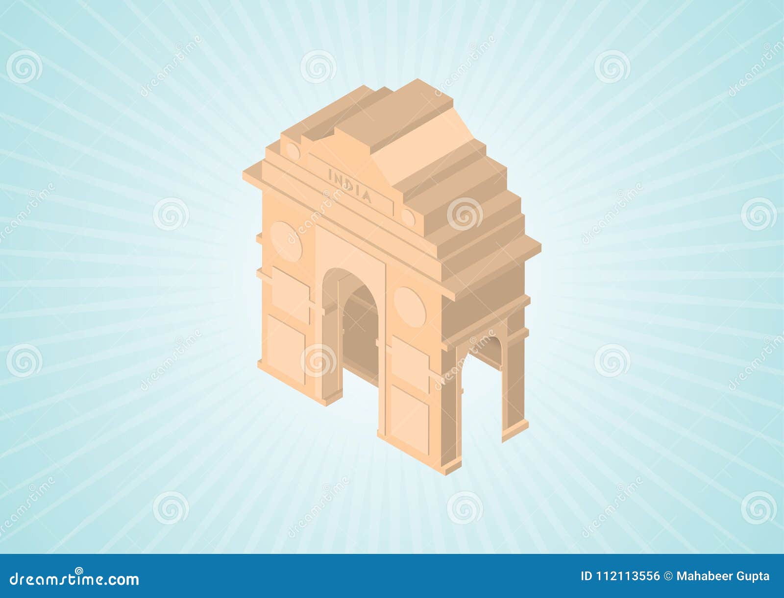 3d Isometric India Gate Drawing Stock Vector - Illustration of designs ...