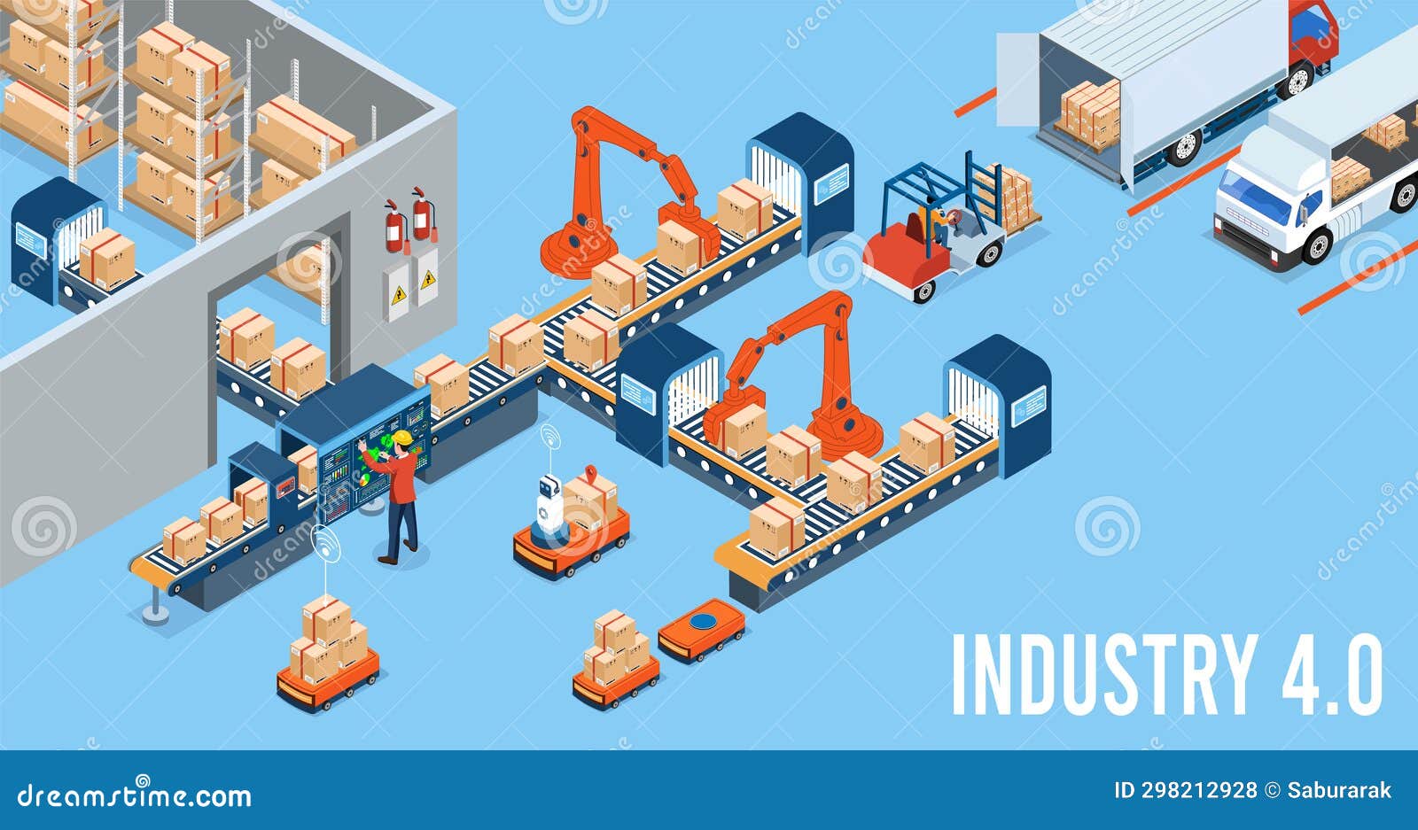 3D Isometric Industry 4.0 Concept with Internet of Things, AI and ...