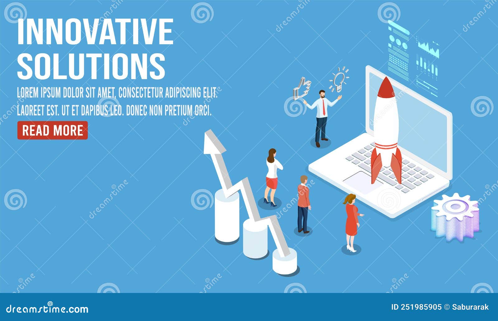 3D Isometric Innovative Solutions Concept with Creativity and ...
