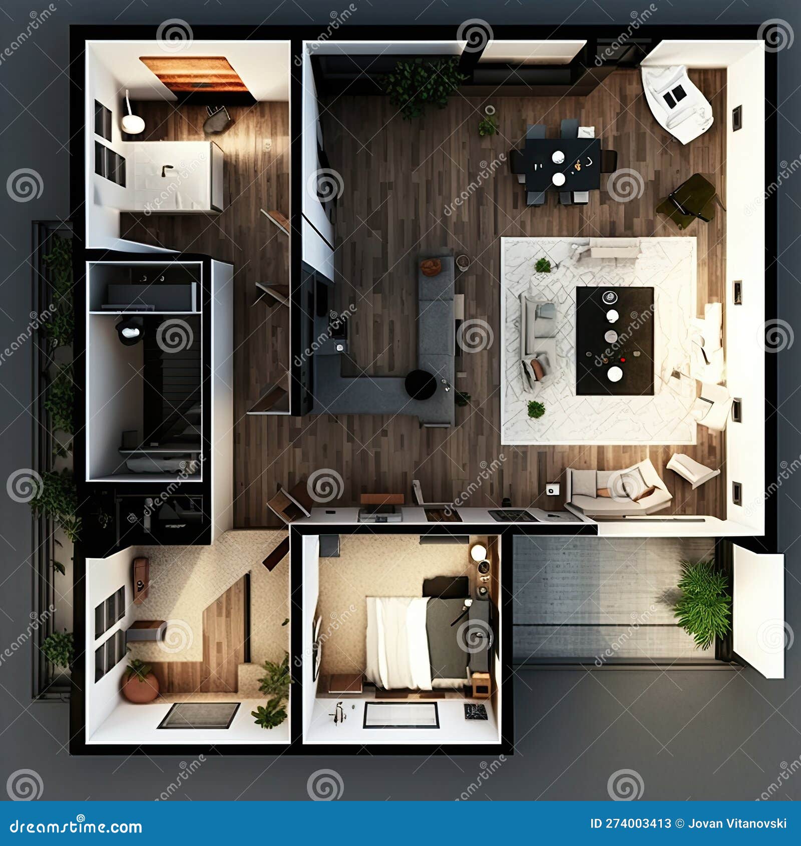 3D Isometric Interior Home Plan Room Cute Set Design Isolate on White ...
