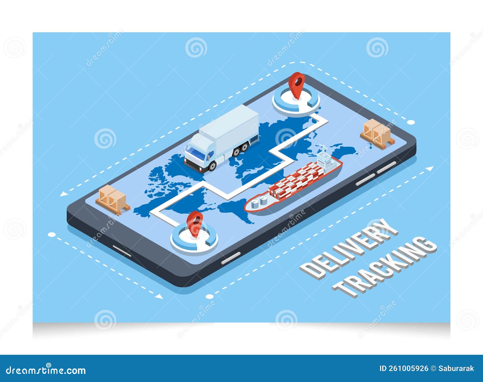 3D Isometric International Freight Delivery Smartphone Application ...