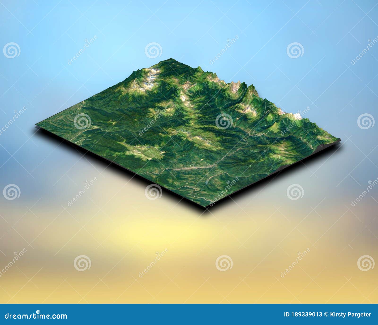 3D Isometric Landscape Terrain Stock Illustration - Illustration of ...