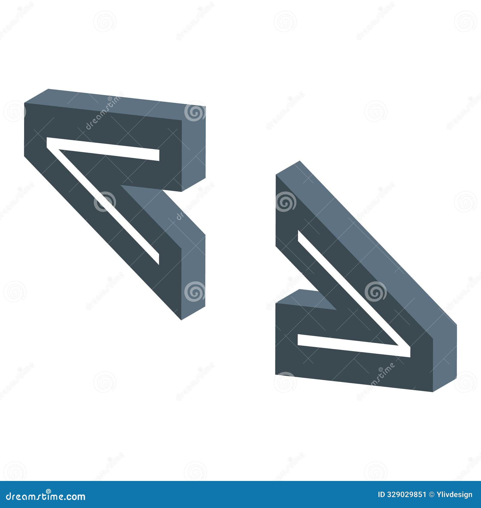 3d Isometric Left and Right Arrows Pointing Opposite Directions Stock ...