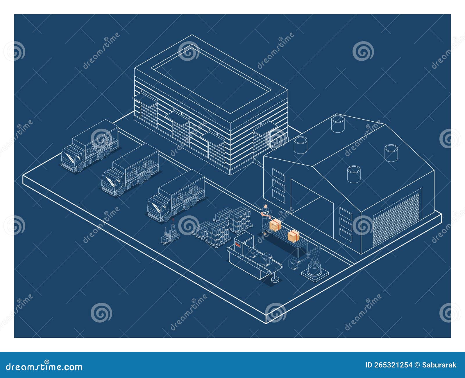 3D Isometric Logistics Warehouse Work Process Concept with ...