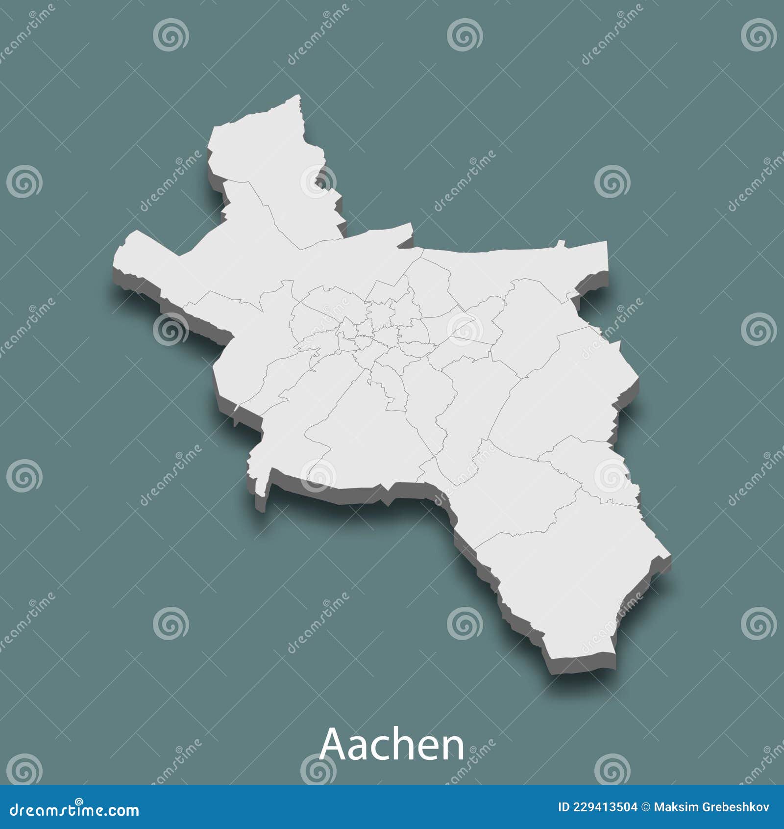 3d Isometric Map of Aachen is a City of Germany Stock Illustration ...