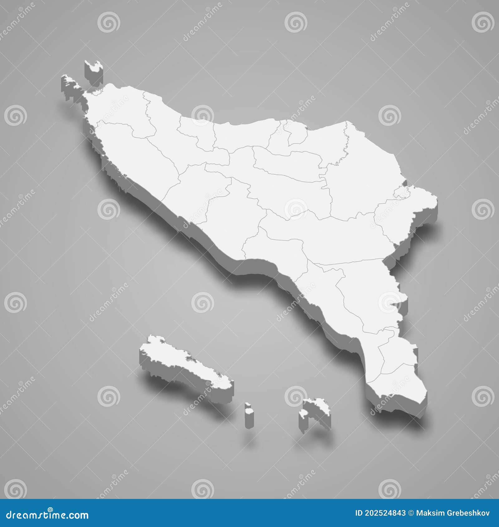 3d Isometric Map of Aceh is a Province of Indonesia Stock Illustration ...