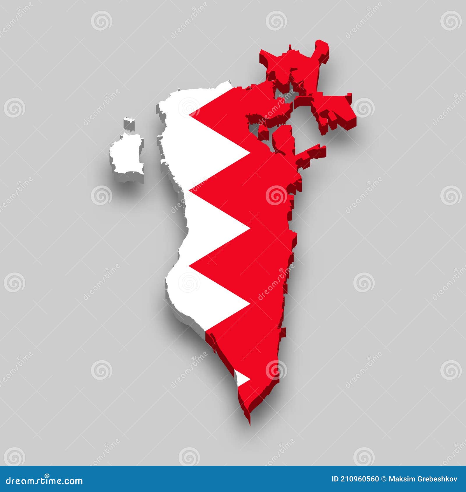 3d Isometric Map of Bahrain with National Flag Stock Vector ...