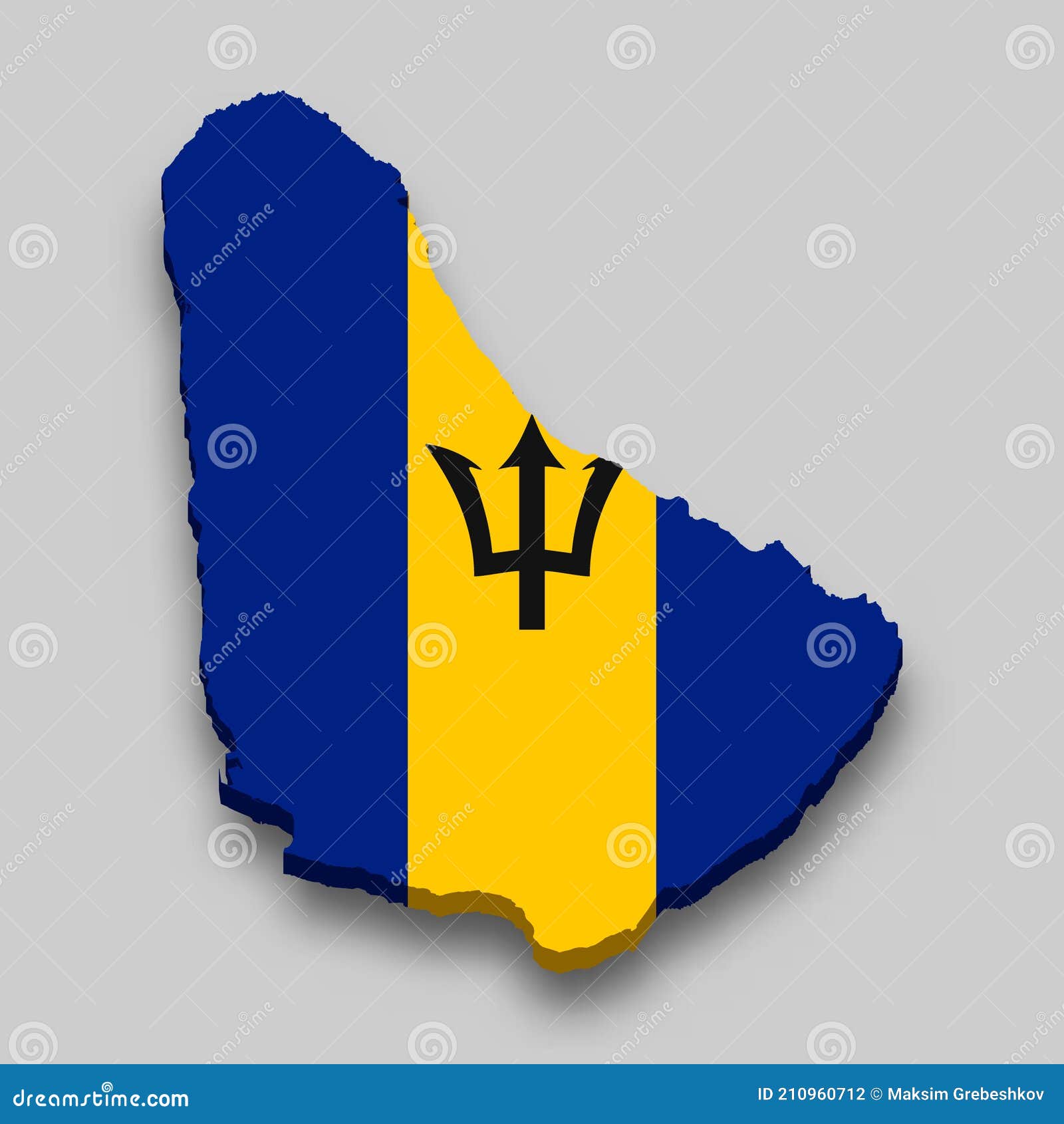 3d Isometric Map of Barbados with National Flag Stock Illustration ...