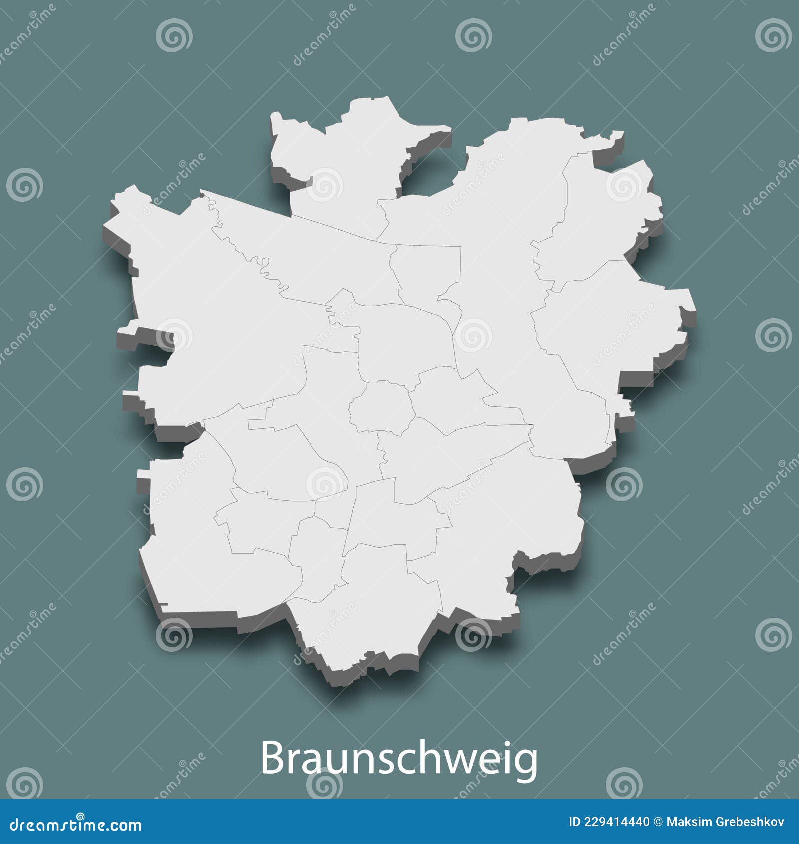 Braunschweig Map With Boroughs And Modern Round Shapes Vector ...
