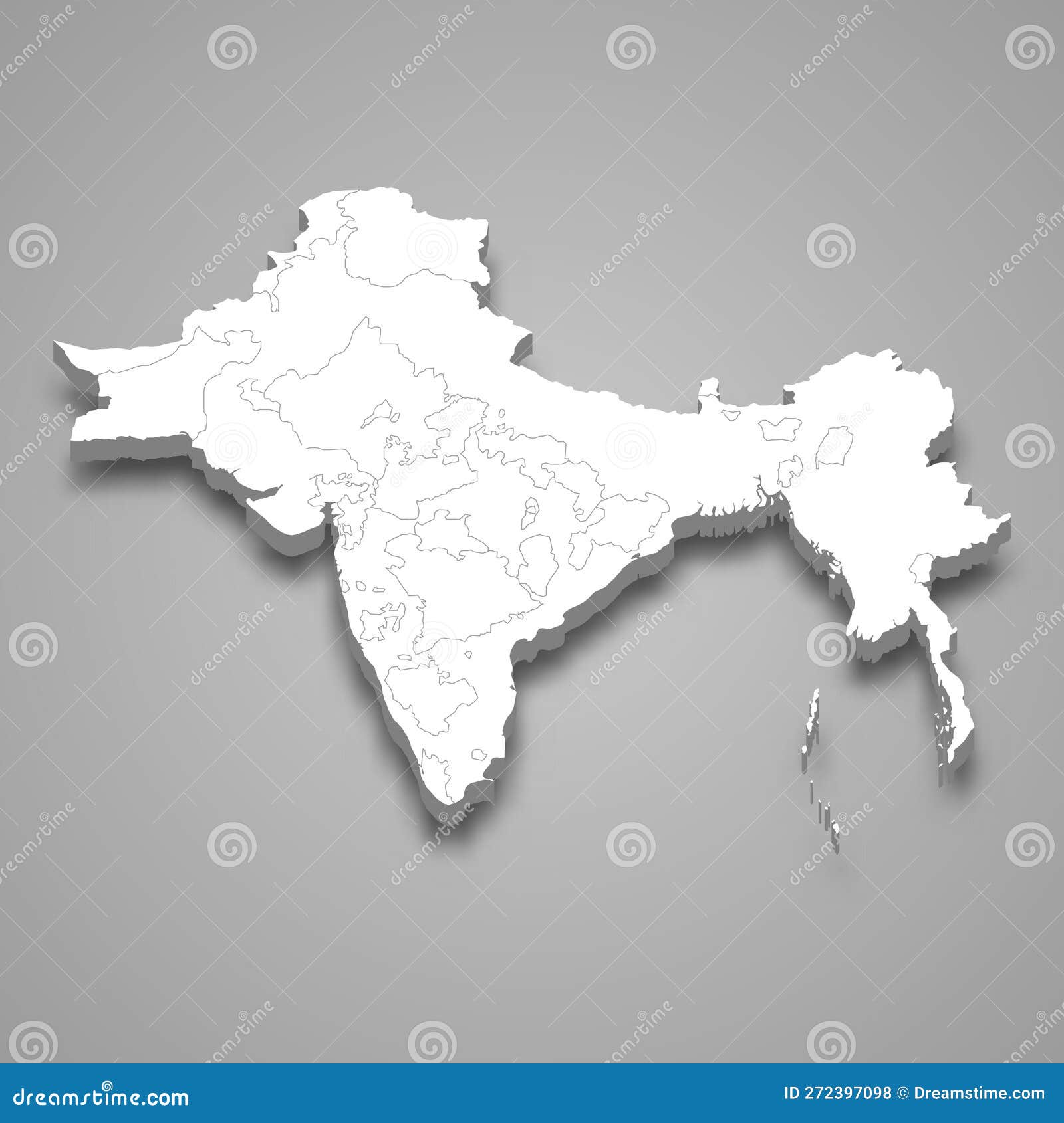 3d Isometric Map of British Raj Indian Empire Isolated with Shadow ...
