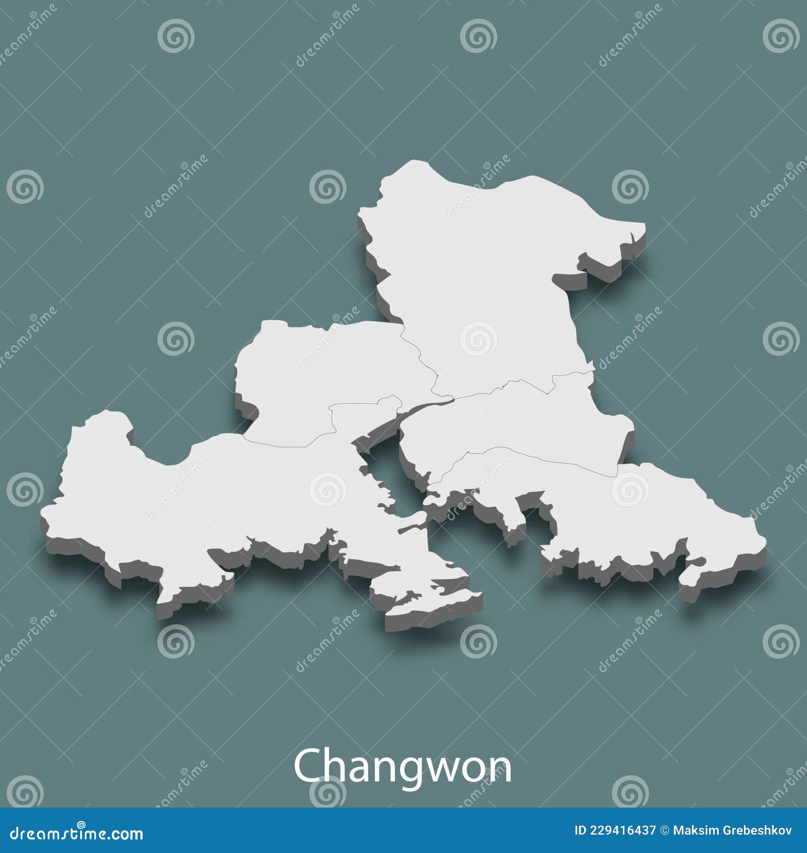 3d Isometric Map of Changwon is a City of Korea Stock Vector ...