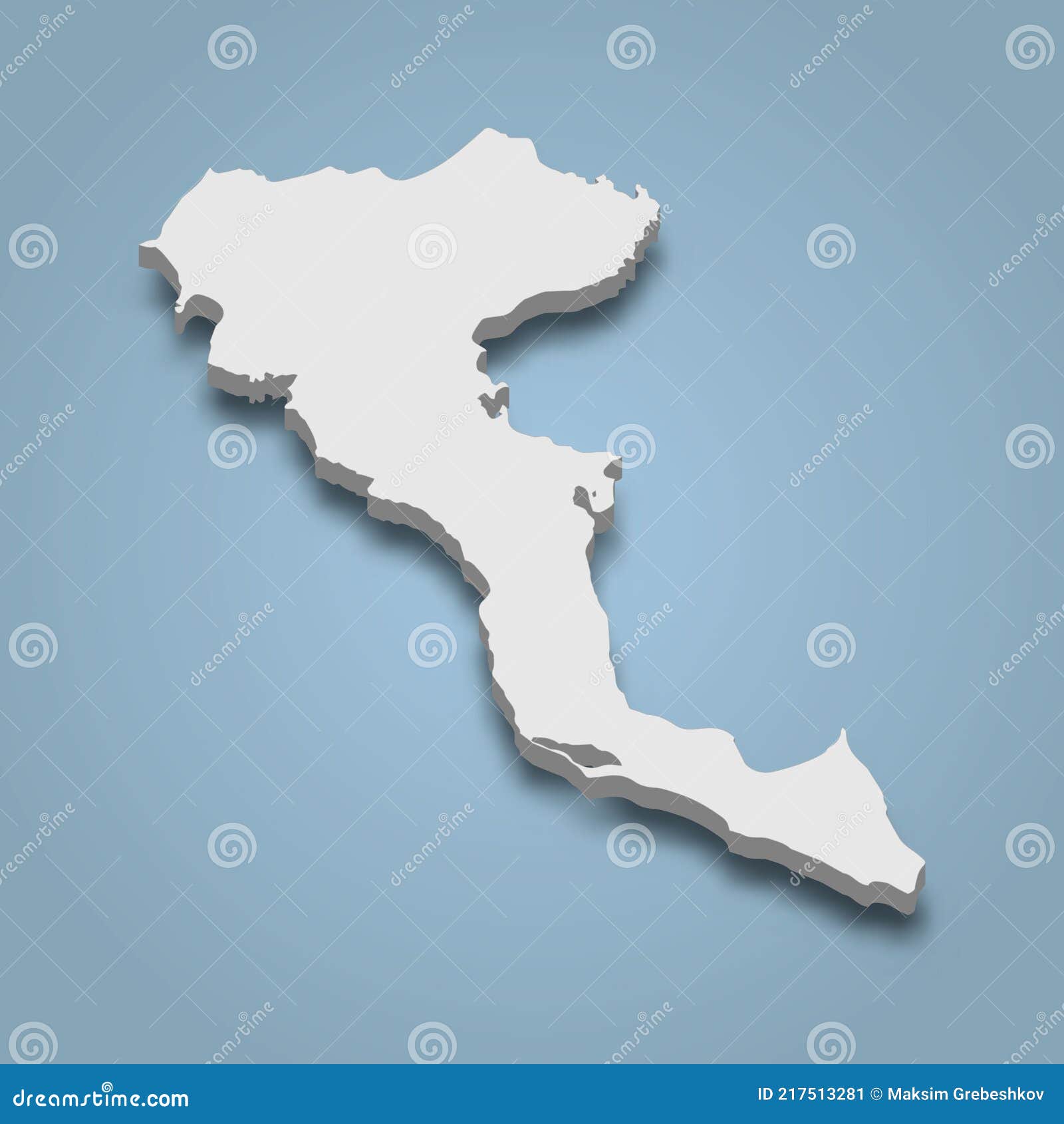 3d Isometric Map Of Corfu Is An Island In Ionian Islands Cartoon Vector ...