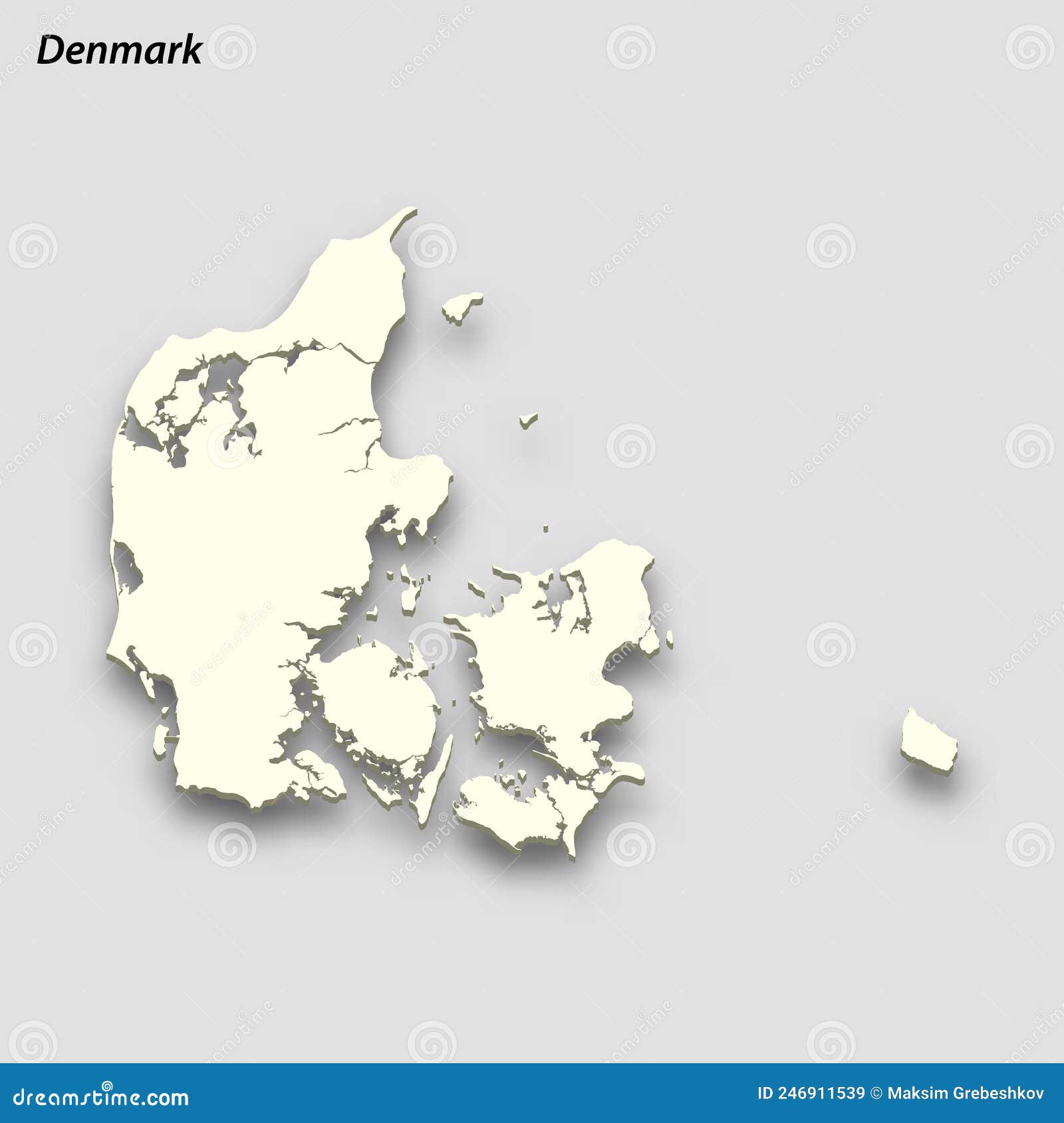 3d Isometric Map of Denmark Isolated with Shadow Stock Vector ...
