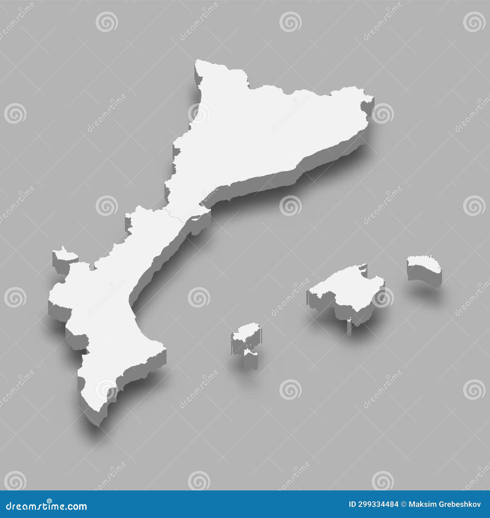3d Isometric Map East Region of Spain Stock Vector - Illustration of ...