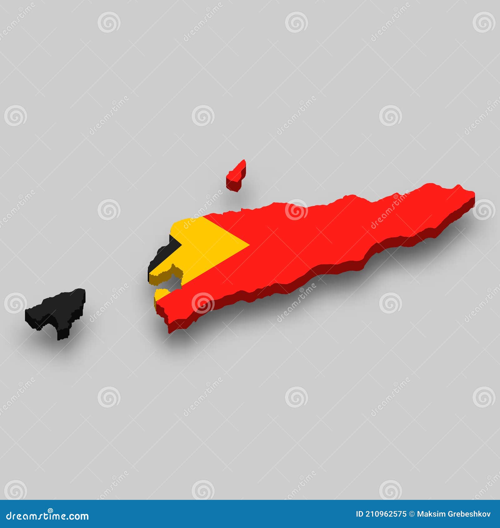3d Isometric Map of East Timor with National Flag Stock Vector ...