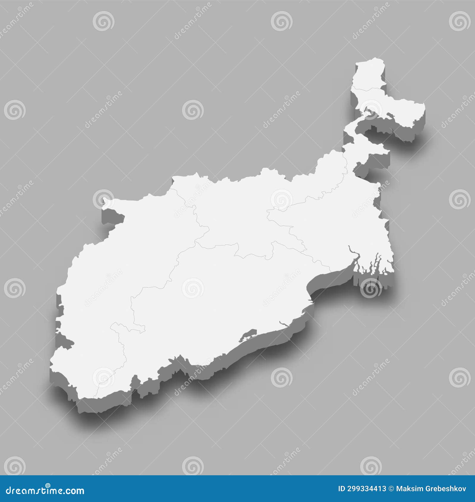 3d Isometric Map Eastern Region of India Stock Illustration ...
