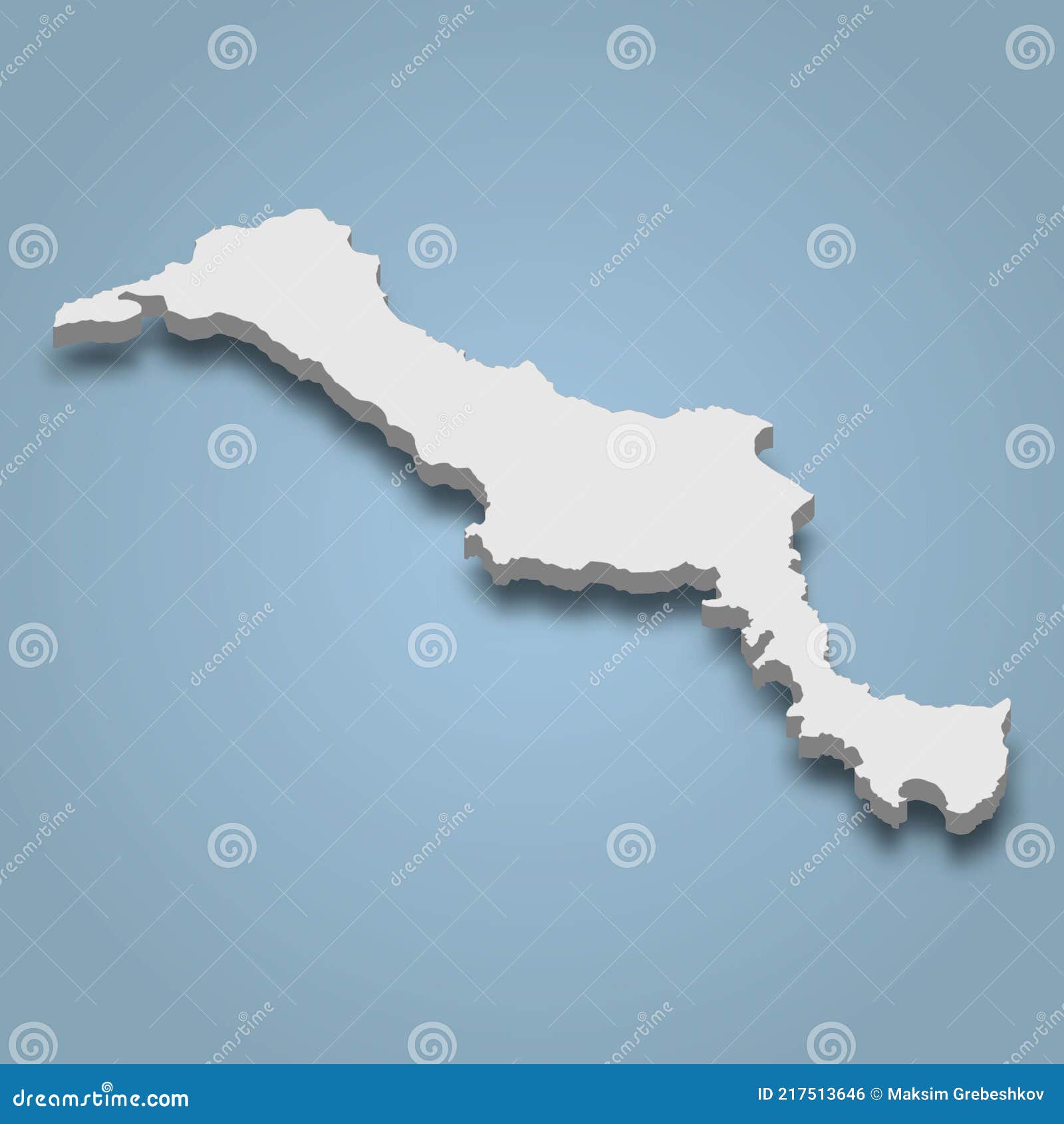3d Isometric Map of Euboea is an Island in Greece Stock Vector ...