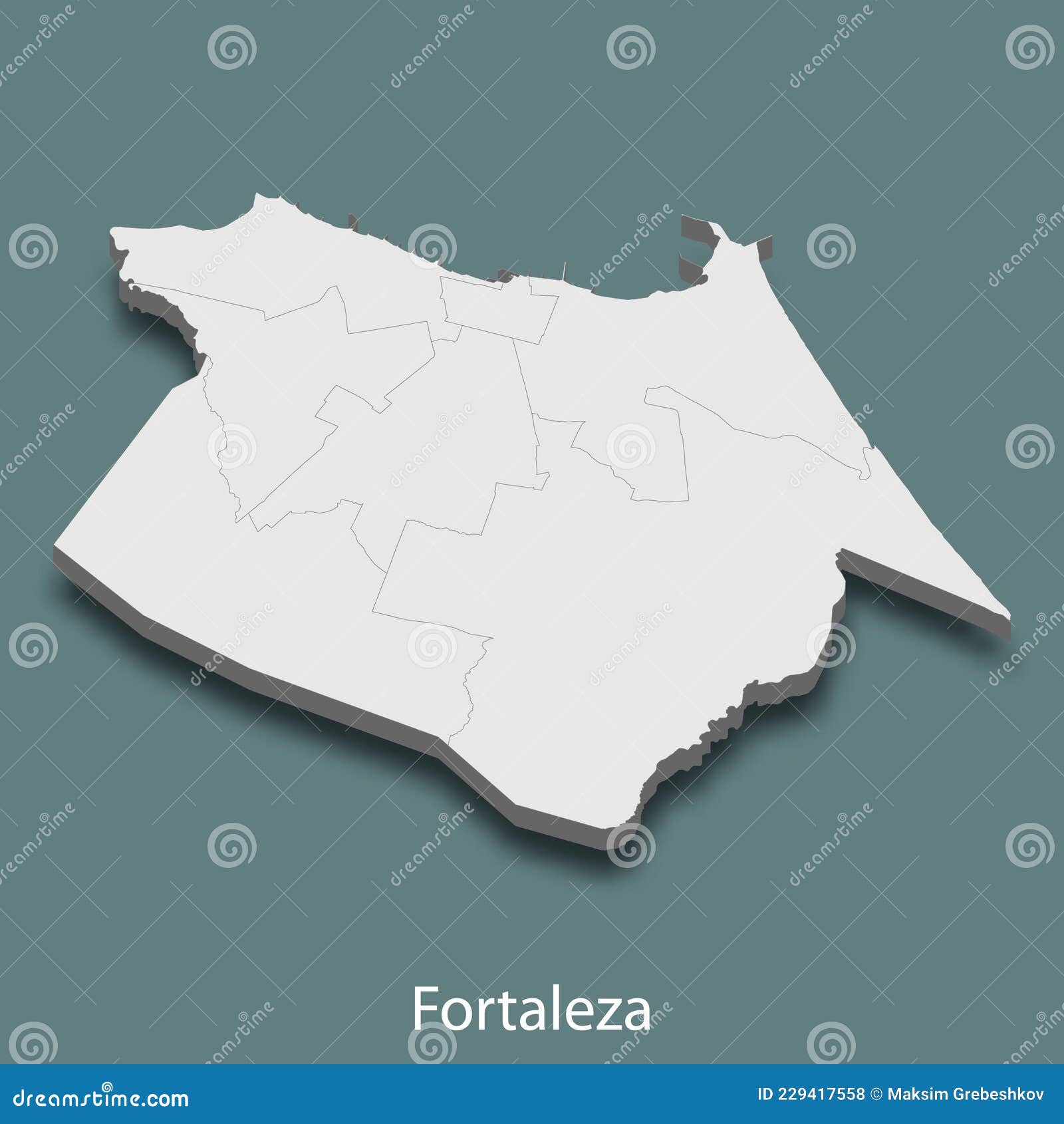 3d Isometric Map of Fortaleza is a City of Brazil Stock Vector ...