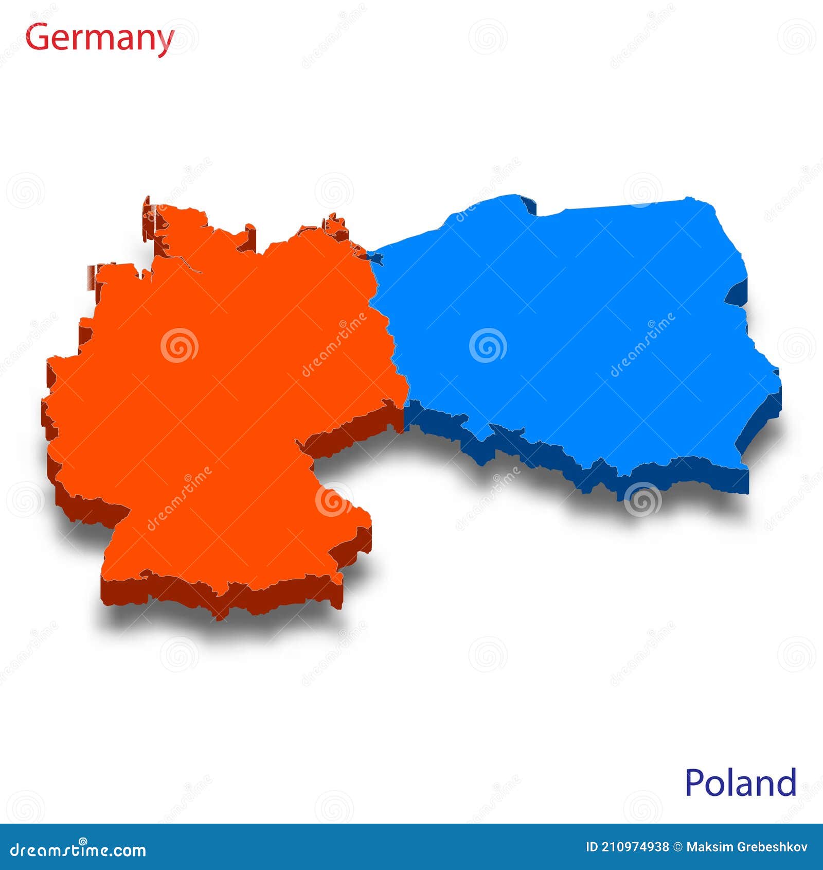 3d Isometric Map Germany and Poland Relations Stock Vector ...