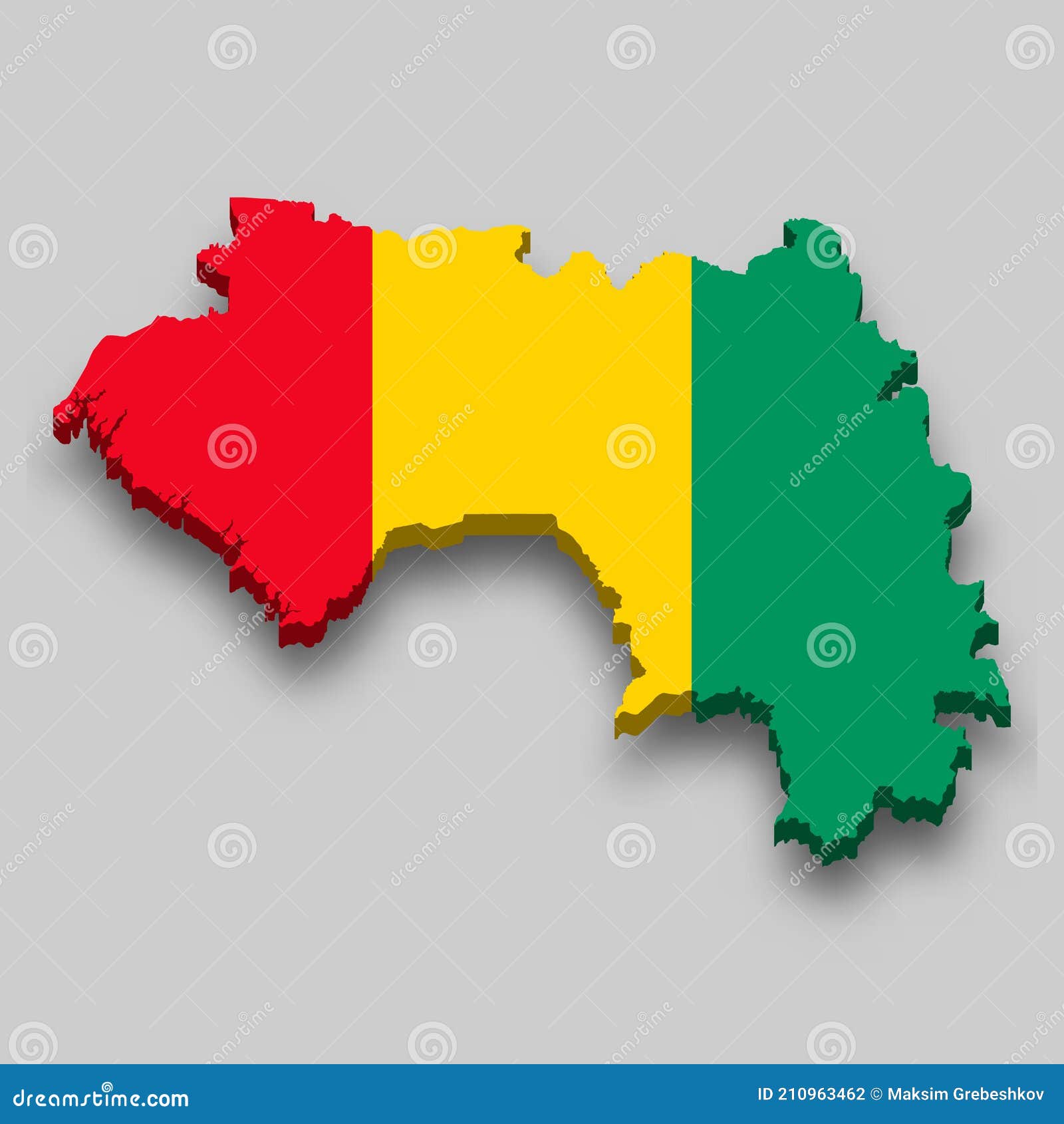 3d Isometric Map of Guinea with National Flag Stock Vector ...