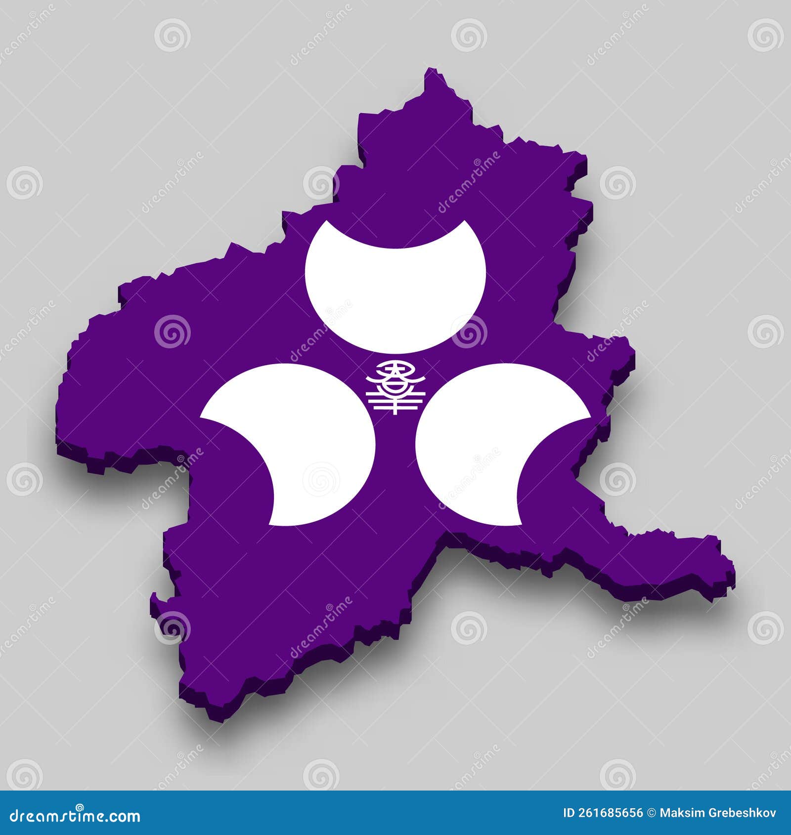 3d Isometric Map of Gunma is a Prefecture of Japan Stock Illustration ...