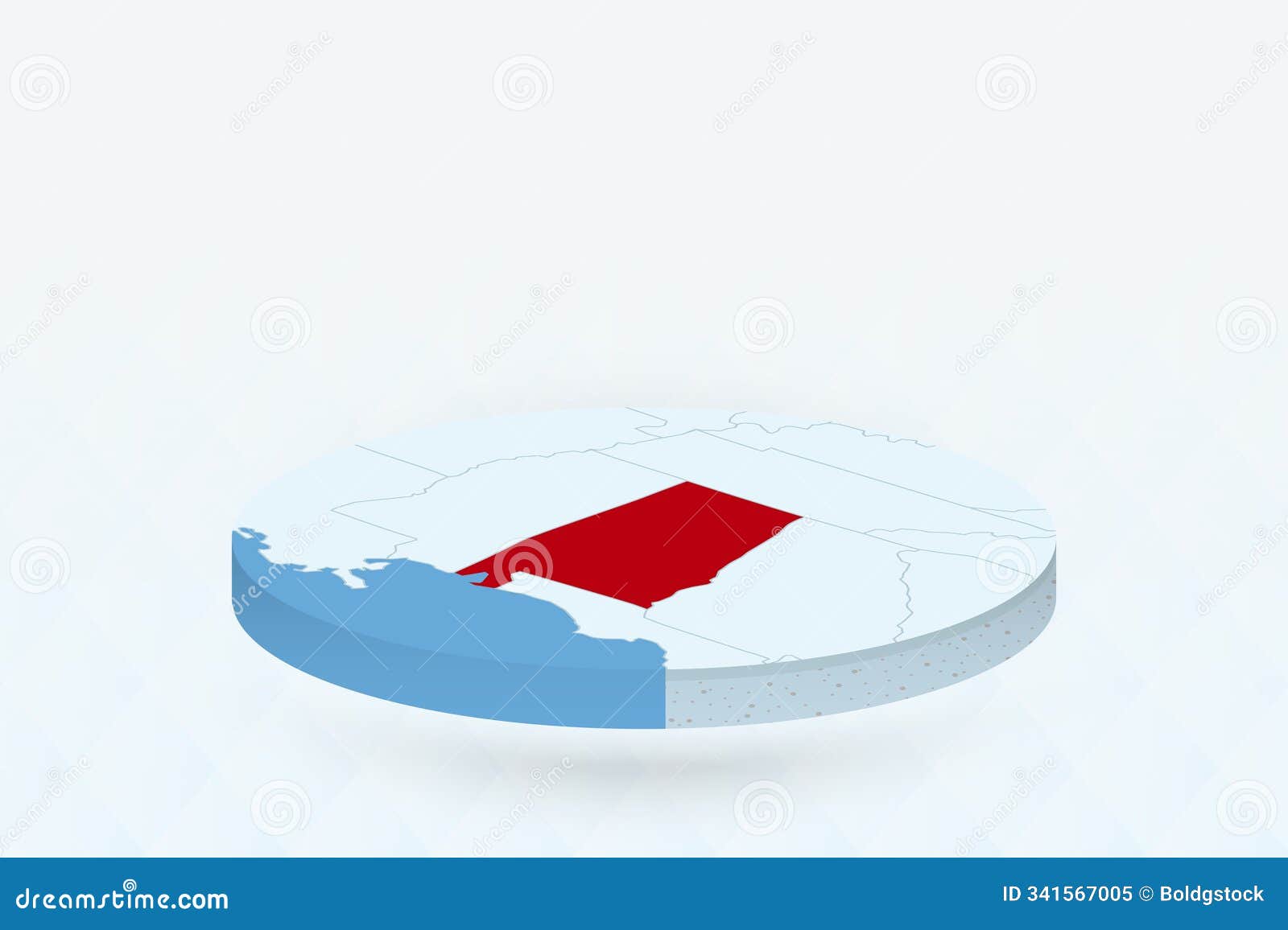 Isometric Alabama State Map On Blue And Glowing Background. 3D Detailed ...