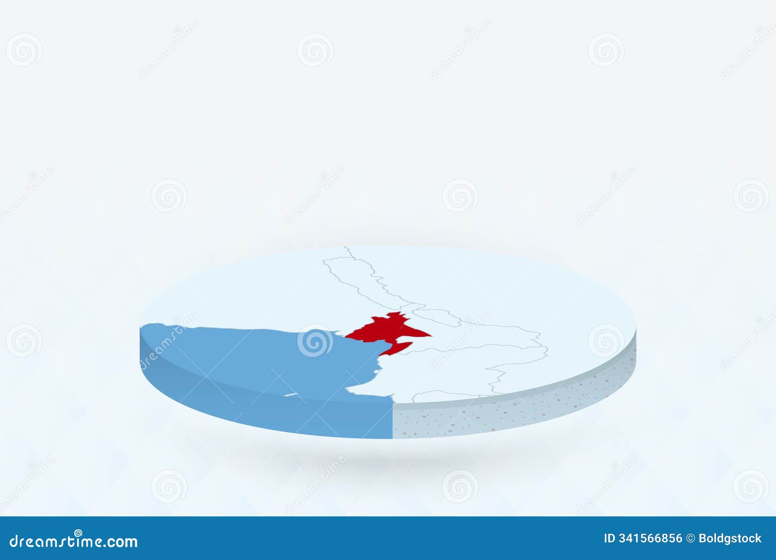 3D Isometric Map Highlighting Bangladesh in Red Stock Illustration ...