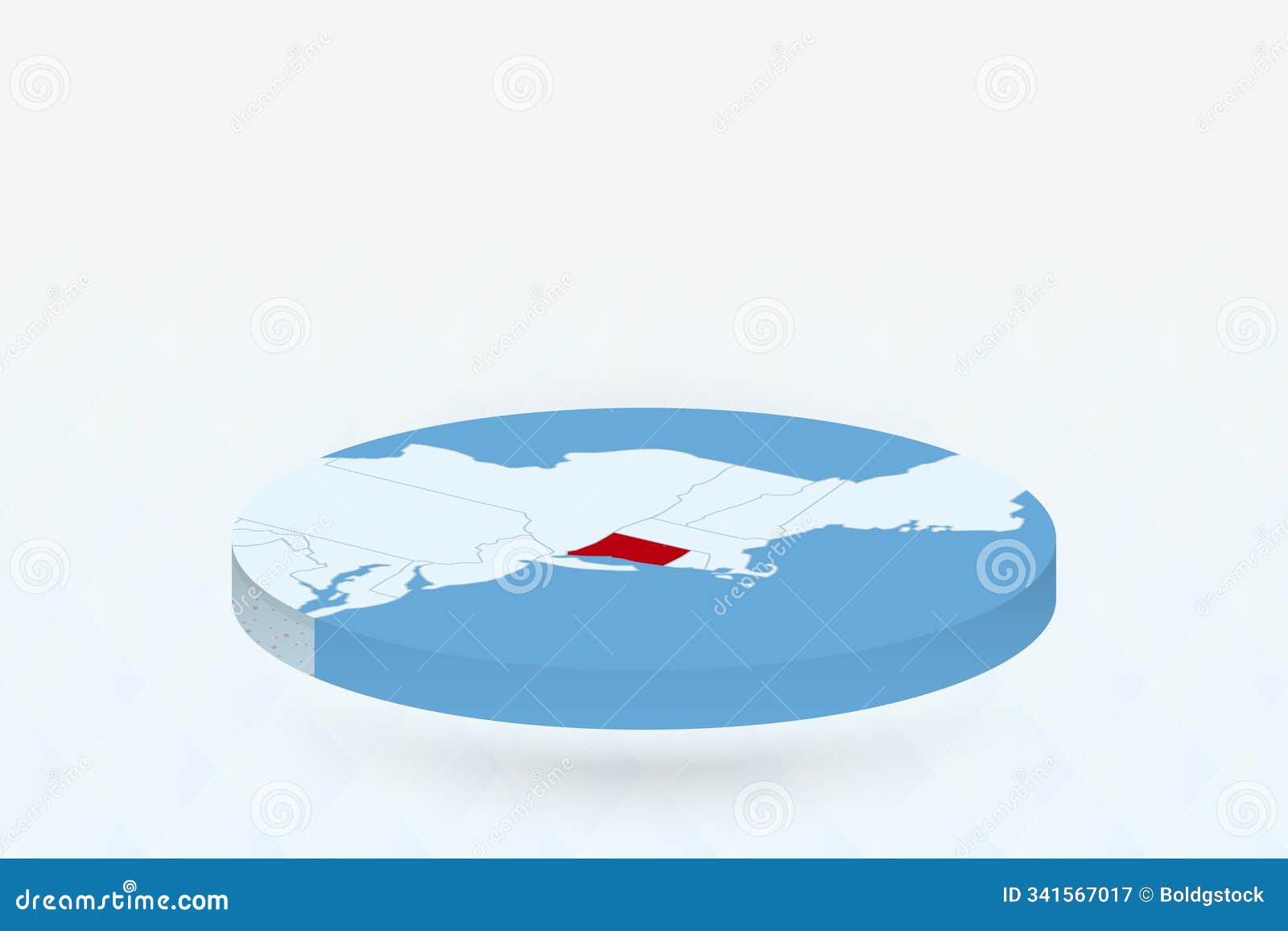 3D Isometric Map Highlighting Connecticut in Red Stock Illustration ...
